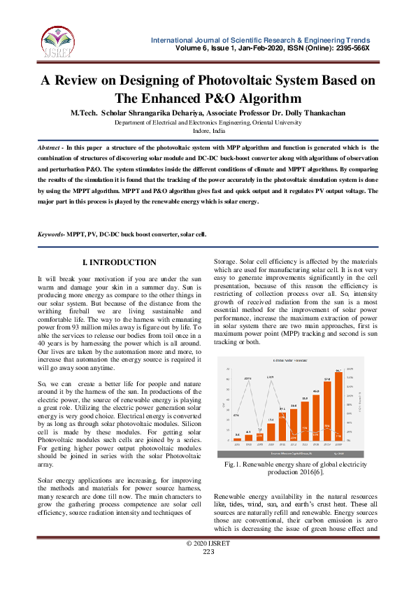 (PDF) A Review on Designing of Photovoltaic System Based on The Enhanced P&O Algorithm