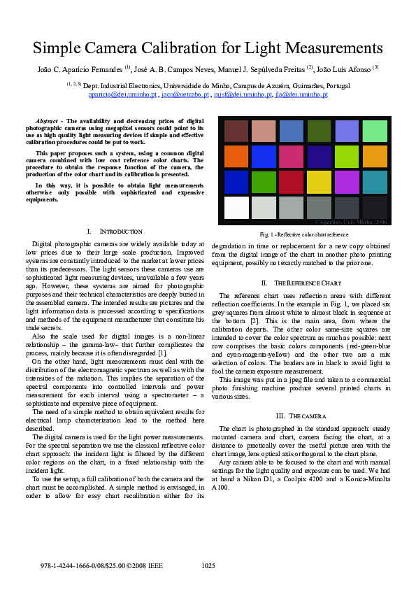 (PDF) Simple camera calibration for light measurements