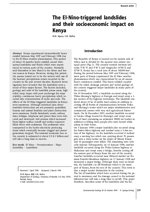 (PDF) The El-Nino-triggered landslides and their socioeconomic impact ...