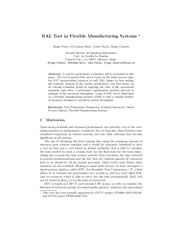 (PDF) BAL Tool in Flexible Manufacturing Systems