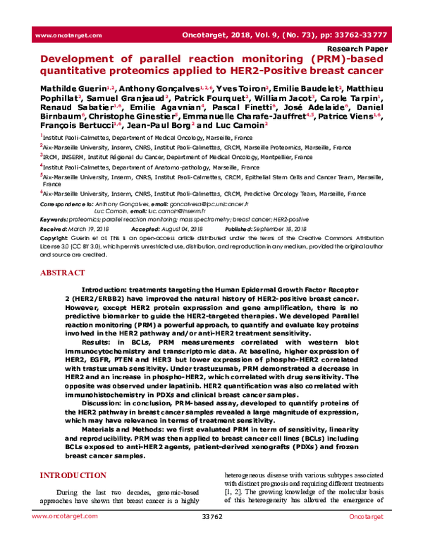 (PDF) Development of parallel reaction monitoring (PRM)-based ...