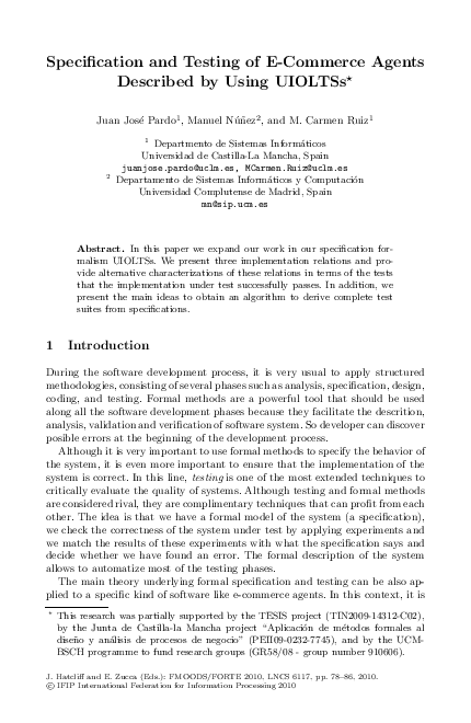 (PDF) Specification and Testing of E-Commerce Agents Described by Using ...