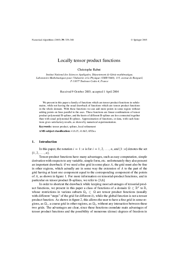 (PDF) Locally tensor product functions