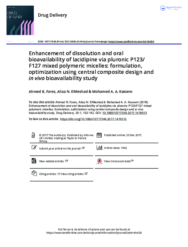 (PDF) Enhancement of dissolution and oral bioavailability of gliquidone ...