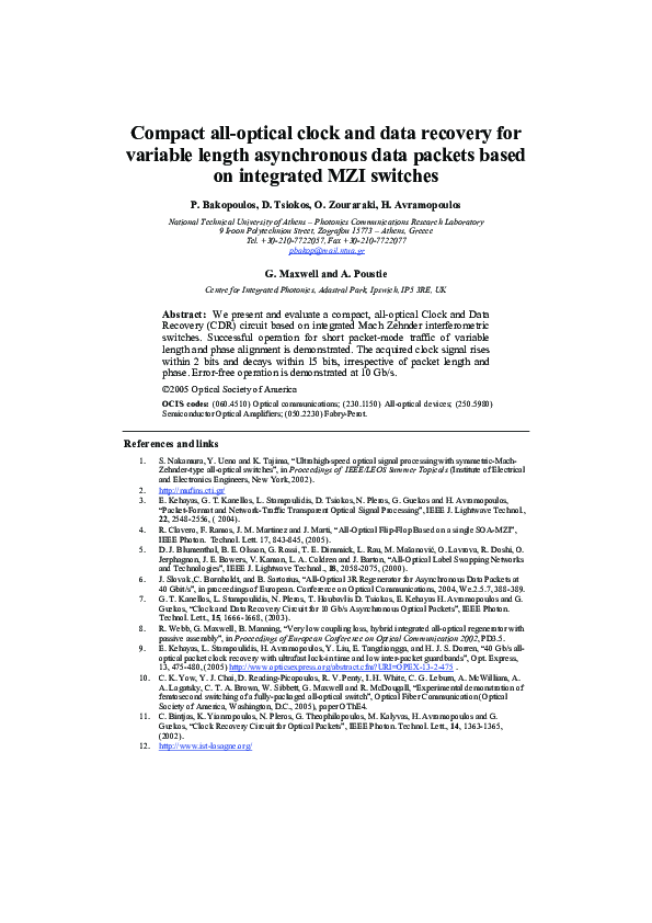 (PDF) Compact all-optical clock and data recovery for variable length ...