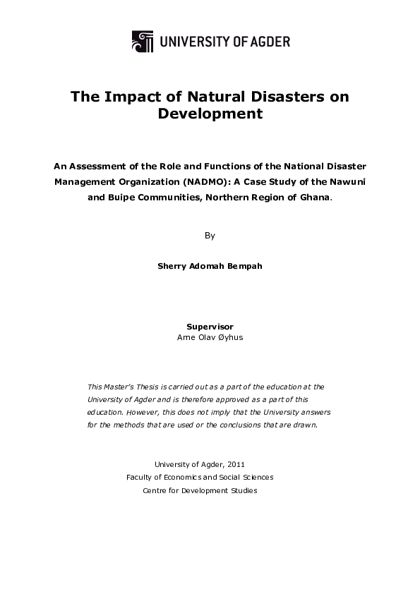 (PDF) The impact of natural disasters on development : an assessment of ...