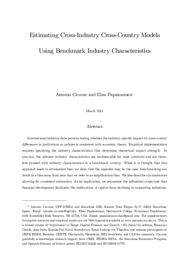 (PDF) Estimating Cross-Industry Cross-Country Models Using Benchmark ...