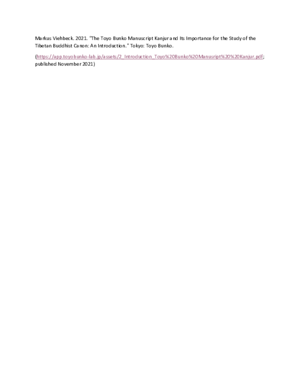 (PDF) The Toyo Bunko Manuscript Kanjur and Its Importance for the Study ...