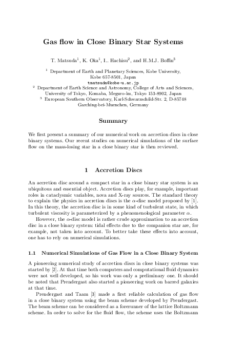 (PDF) Gas flow in Close Binary Star Systems