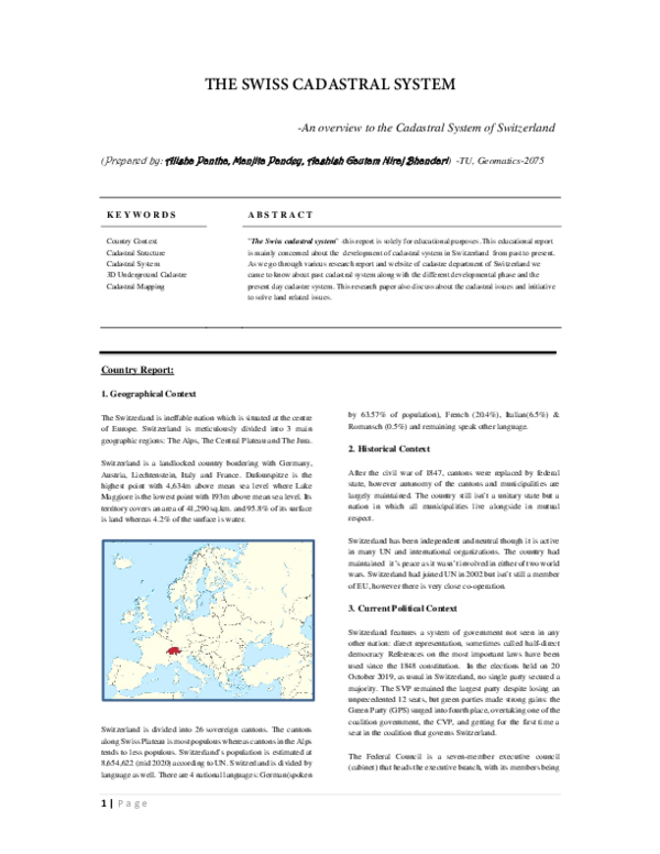 (PDF) A Report on Cadastral System in the Switzerland 1