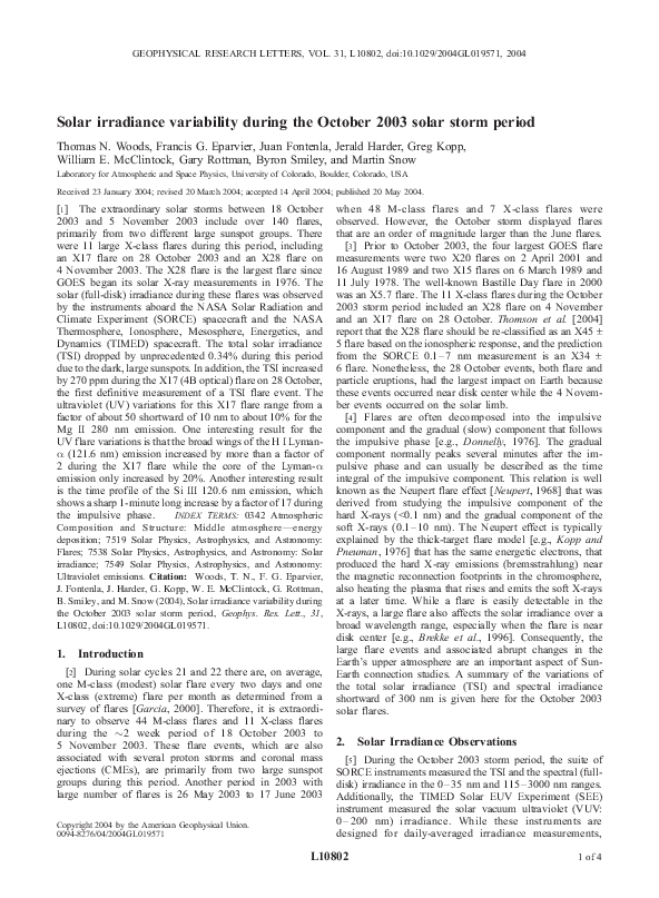 (PDF) Solar irradiance variability during the October 2003 solar storm ...