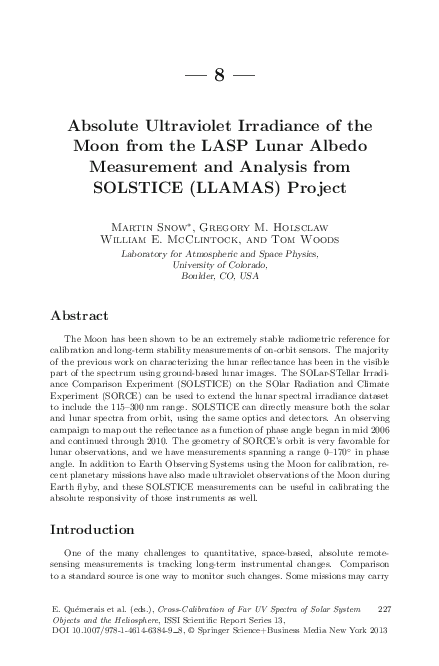 (PDF) Absolute Ultraviolet Irradiance of the Moon from the LASP Lunar ...