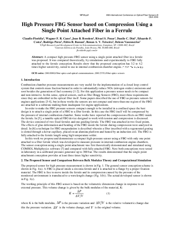 (PDF) High Pressure FBG Sensor based on Compression Using a Single ...