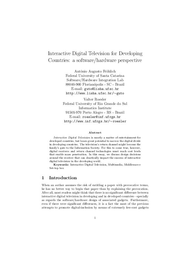 (PDF) Interactive Digital Television for Developing Countries : a ...