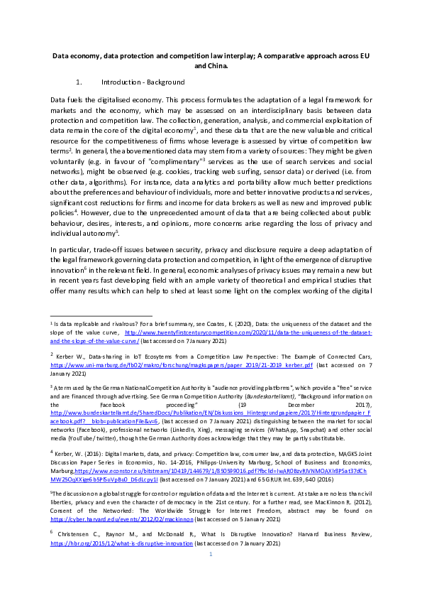 (PDF) Data economy, data protection and competition law interplay; A ...