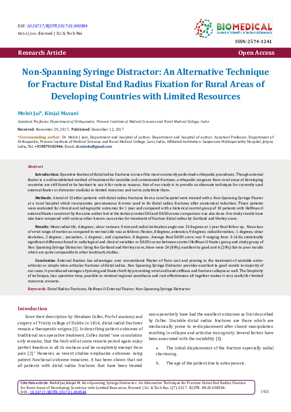(PDF) Non-Spanning Syringe Distractor: An Alternative Technique for ...