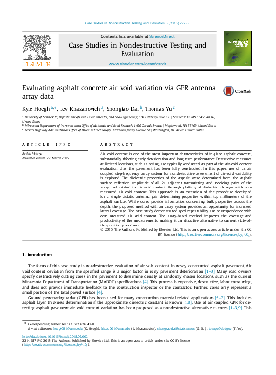 (PDF) Evaluating asphalt concrete air void variation via GPR antenna ...