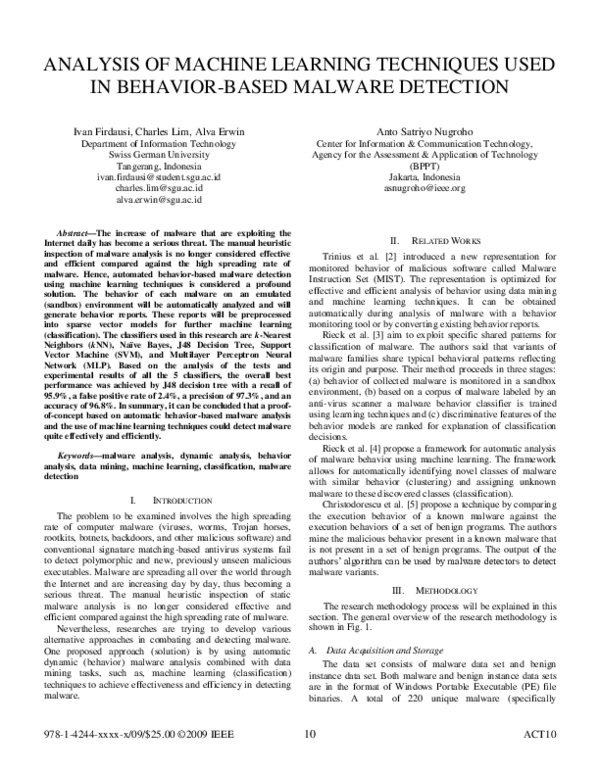 (PDF) Analysis of Machine learning Techniques Used in Behavior-Based ...