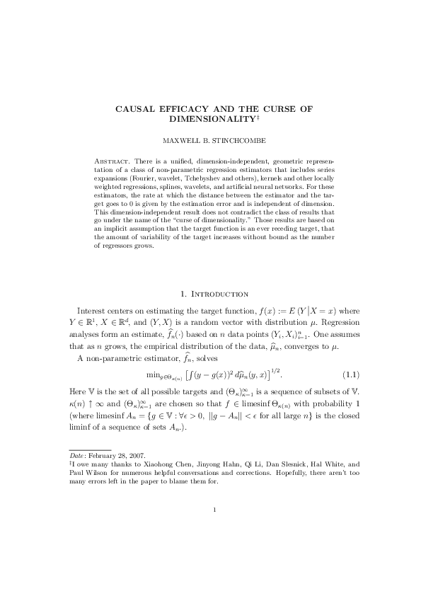 (PDF) Causal Efficacy and the Curse of Dimensionality