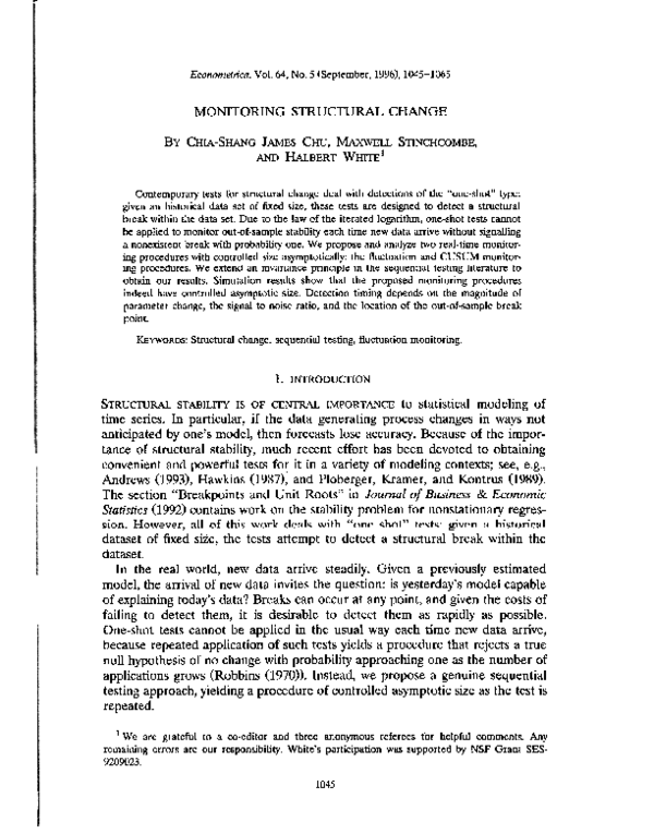 (PDF) Monitoring Structural Change