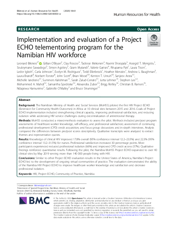 (PDF) Implementation and evaluation of a Project ECHO telementoring ...