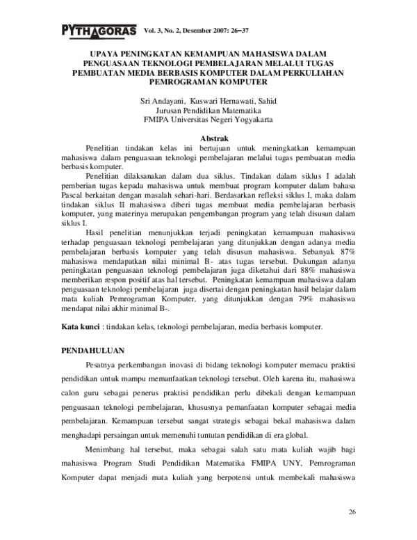 (PDF) Upaya Peningkatan Kemampuan Mahasiswa Dalam Penguasaan Teknologi Pembelajaran Melalui ...