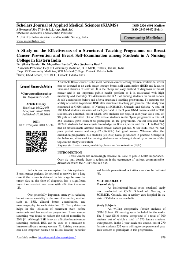 (PDF) A Study on the Effectiveness of a Structured Teaching Programme ...