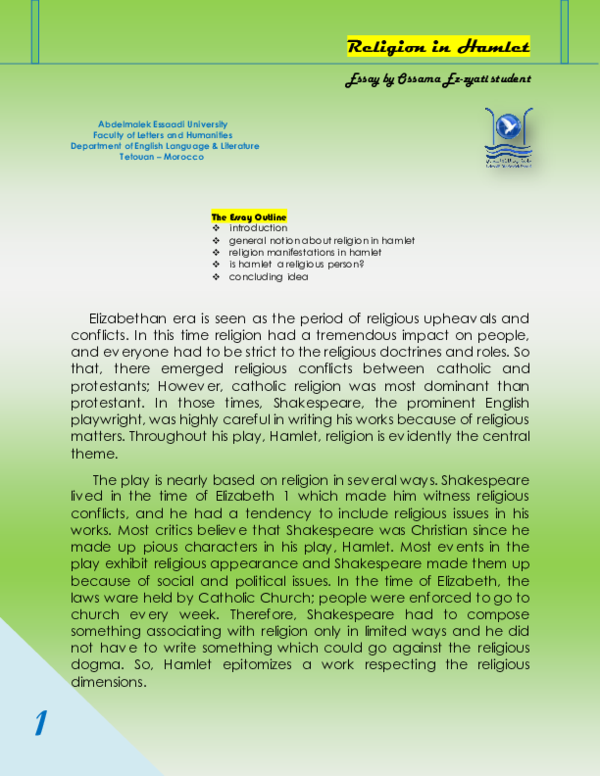 (PDF) Religion in Hamlet