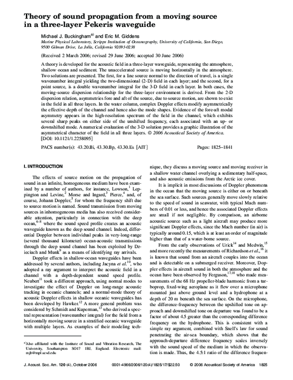 Pdf Theory Of Sound Propagation From A Moving Source In A Three Layer
