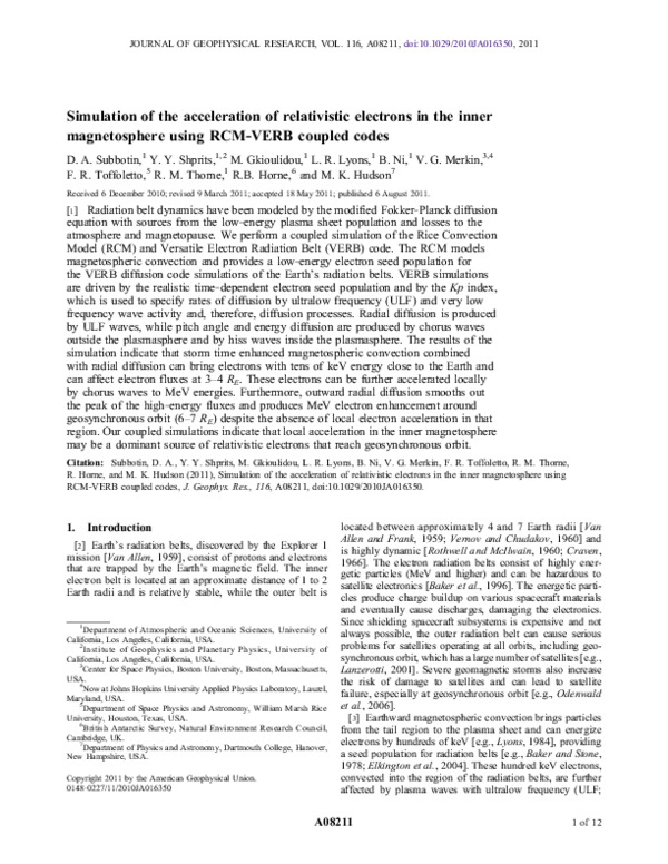 (PDF) Simulation of the acceleration of relativistic electrons in the ...