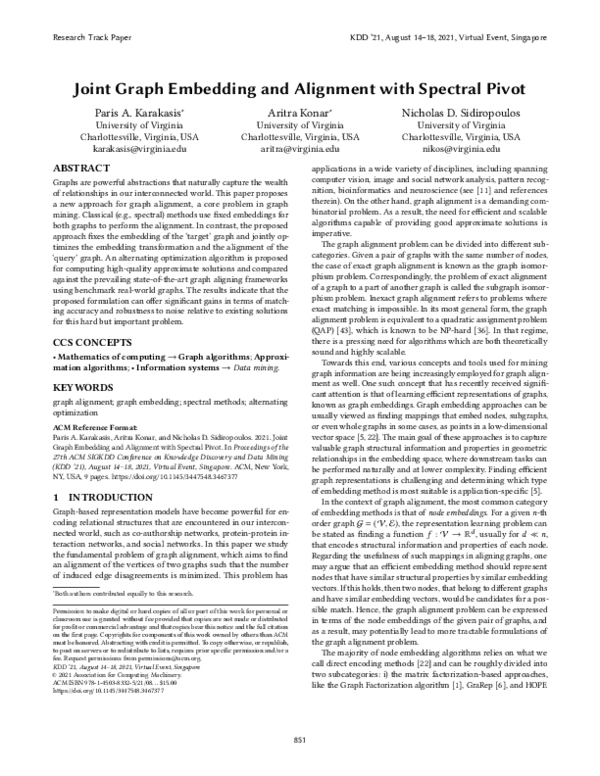 Pdf Joint Graph Embedding And Alignment With Spectral Pivot