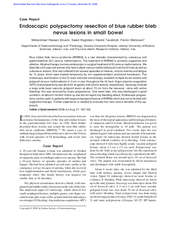 (PDF) Endoscopic polypectomy resection of blue rubber bleb nevus ...
