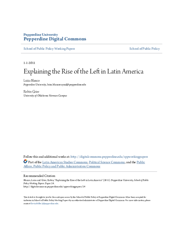(PDF) Explaining the Rise of the Left in Latin America