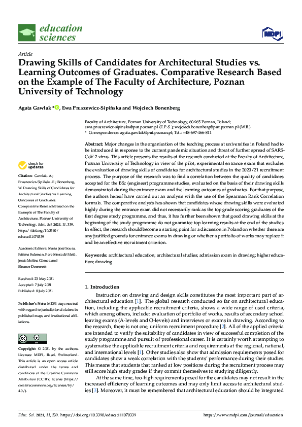 (PDF) Drawing Skills of Candidates for Architectural Studies vs ...