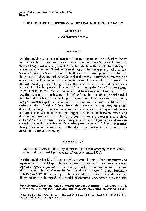 (PDF) The Concept of Decision: A Deconstructive Analysis*