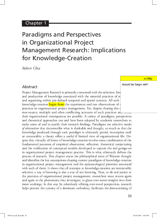 (PDF) Paradigms and perspectives in organizational project management ...
