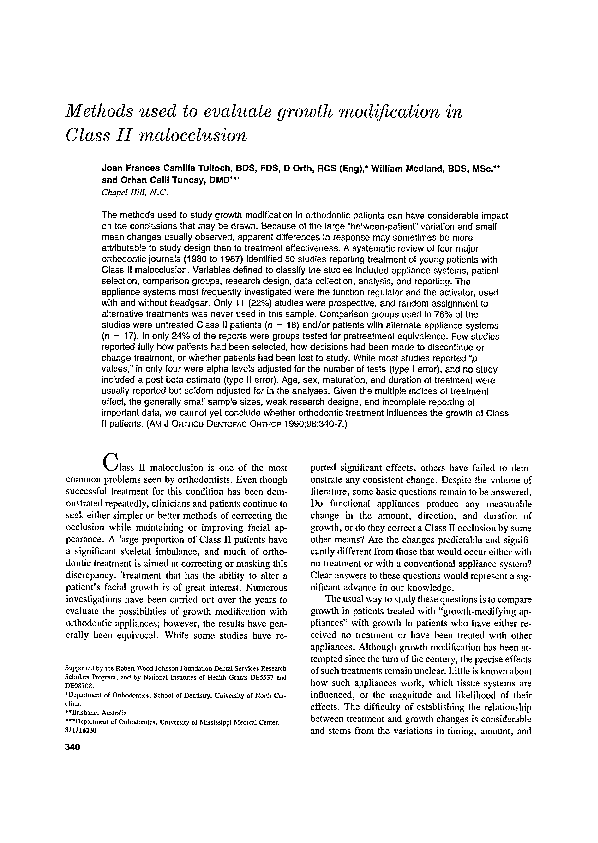 Methods used to evaluate growth modification in Class II malocclusion