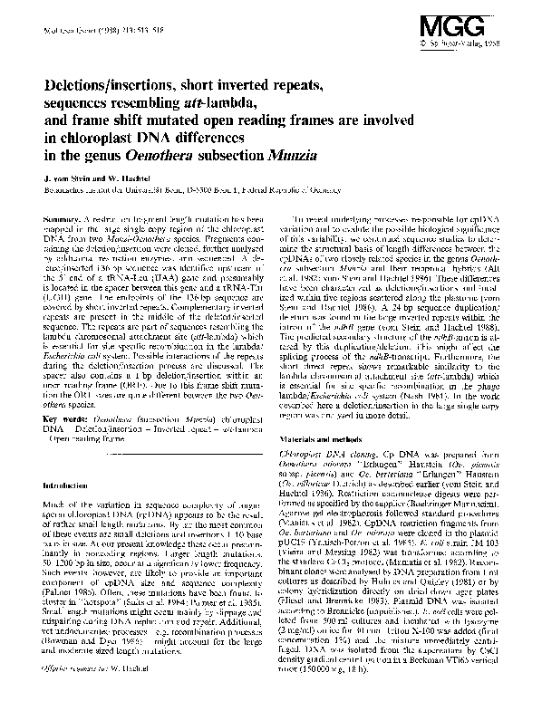 (PDF) Deletions/insertions, short inverted repeats, sequences ...