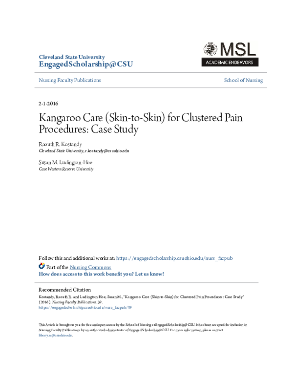 (PDF) Kangaroo Care (Skin-to-Skin) for Clustered Pain Procedures: Case Study