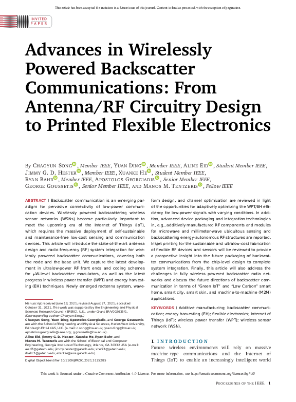 (PDF) Advances in Wirelessly Powered Backscatter Communications: From Antenna/RF Circuitry ...