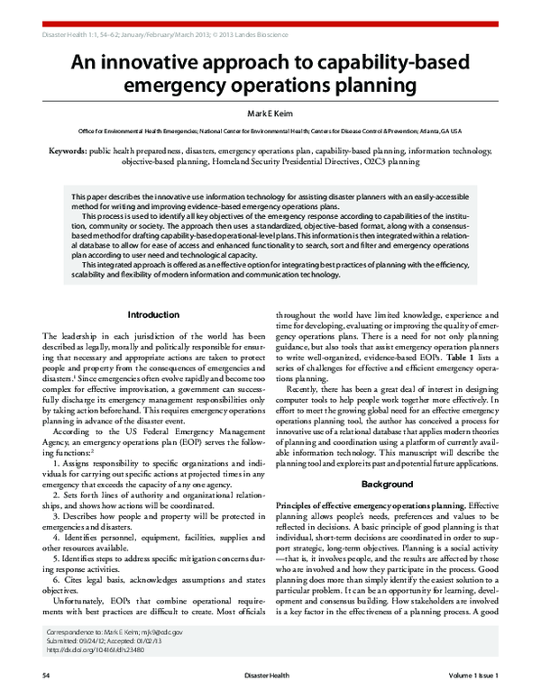 (PDF) An innovative approach to capability-based emergency operations ...