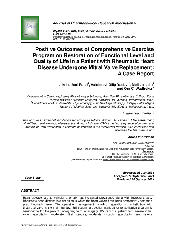 (PDF) Positive Outcomes of Comprehensive Exercise Program on ...