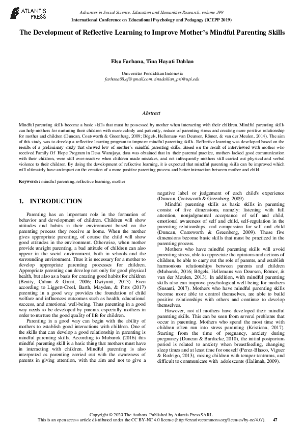 (PDF) The Development of Reflective Learning to Improve Mother’s ...