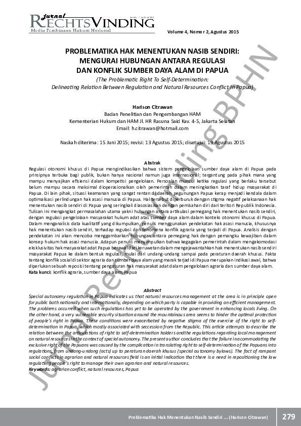 (PDF) Problematika Hak Menentukan Nasib Sendiri: Mengurai Hubungan ...