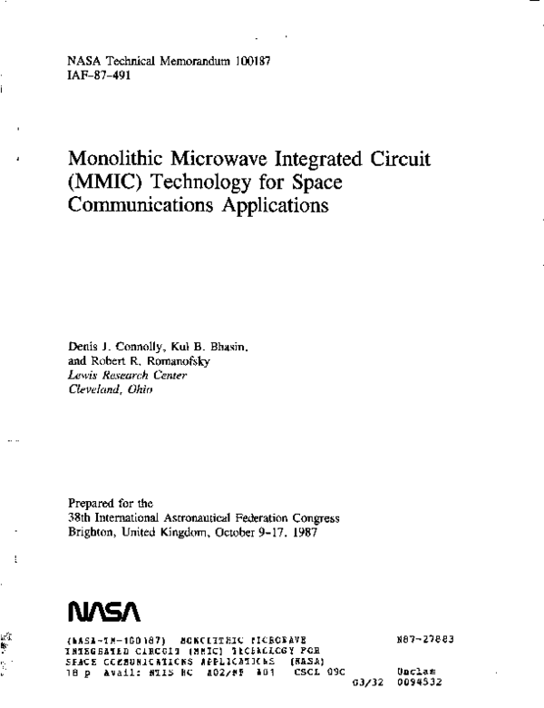 (PDF) Monolithic Microwave Integrated Circuit (MMIC) technology for ...