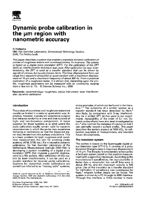 (PDF) Dynamic probe calibration in the μm region with nanometric accuracy