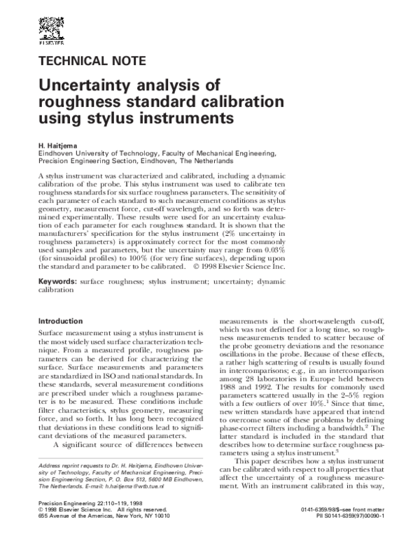 (PDF) Uncertainty analysis of roughness standard calibration using ...