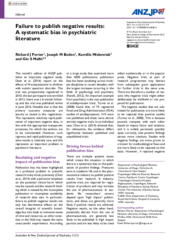 (PDF) Failure to publish negative results: A systematic bias in ...