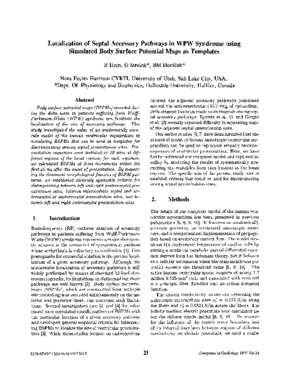(PDF) Localization of septal accessory pathways in WPW syndrome using ...