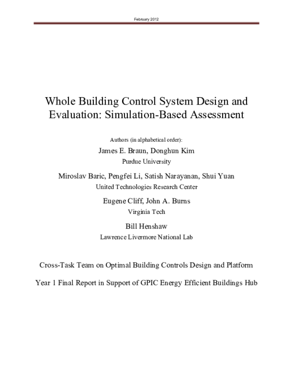 (PDF) Whole building control system design and evaluation: Simulation ...